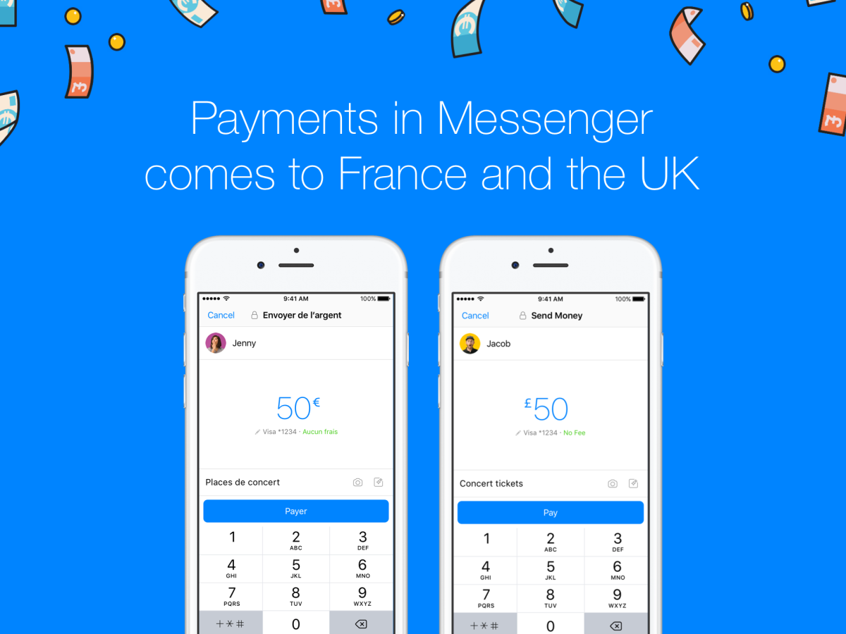 Send Money to Friends in Messenger – Now in Euros and British Pounds