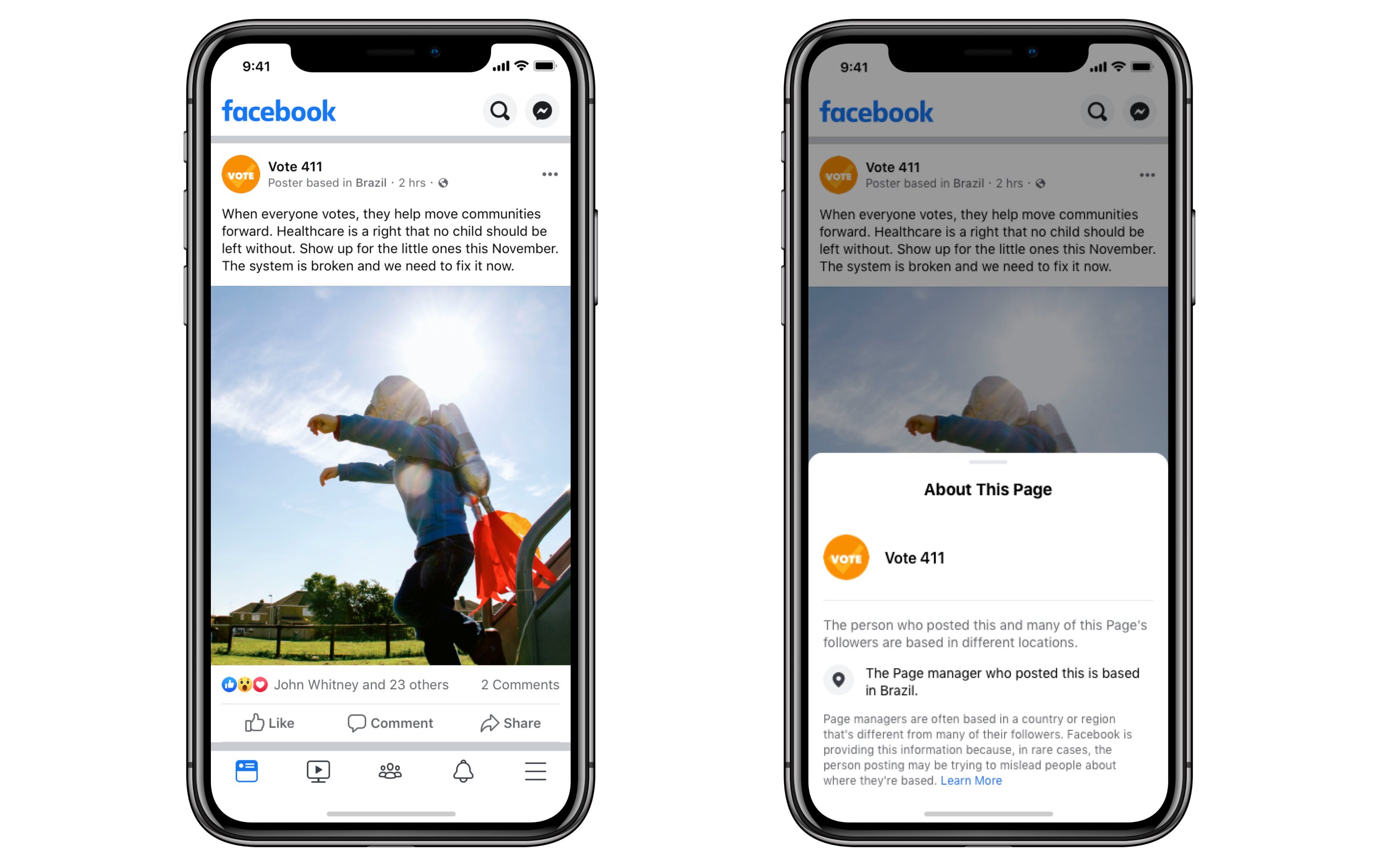 Making Pages and Accounts More Transparent